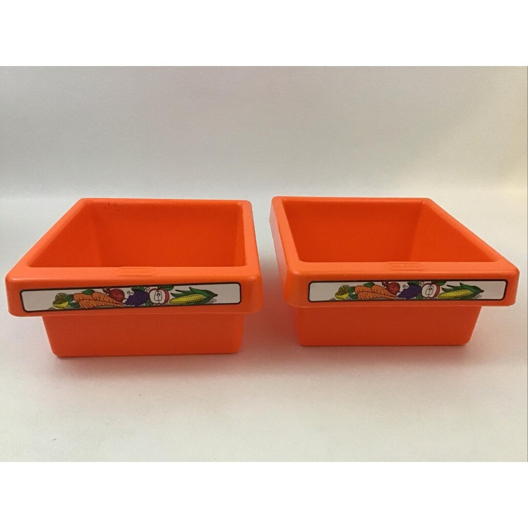 Little Tikes Play Pretend Orange Kitchen Refrigerator Bins Decals 2pc ...