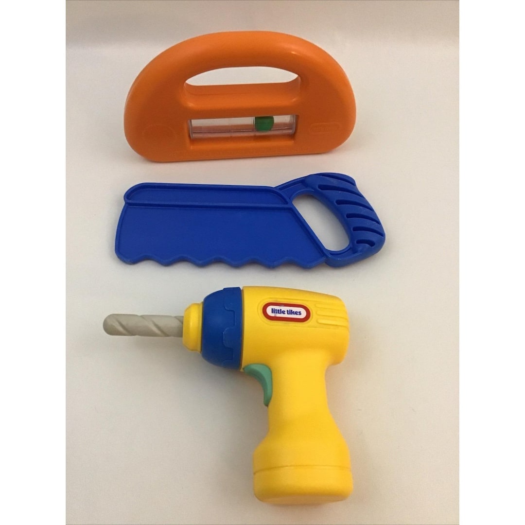 Little Tikes Workshop Work Bench Hand Tools Drill Saw Level Vintage ...