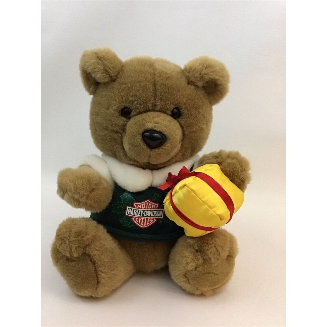 Harley Davidson Christmas Stuffed Teddy Bear 10” With Present 1999 ...