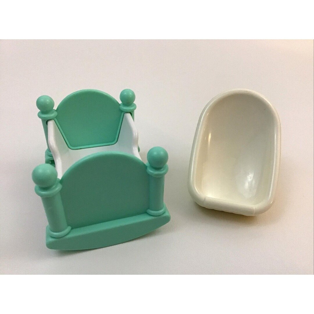 Little Tikes Dollhouse Size Rocking Baby Cradle Car Seat Figure 2pc ...
