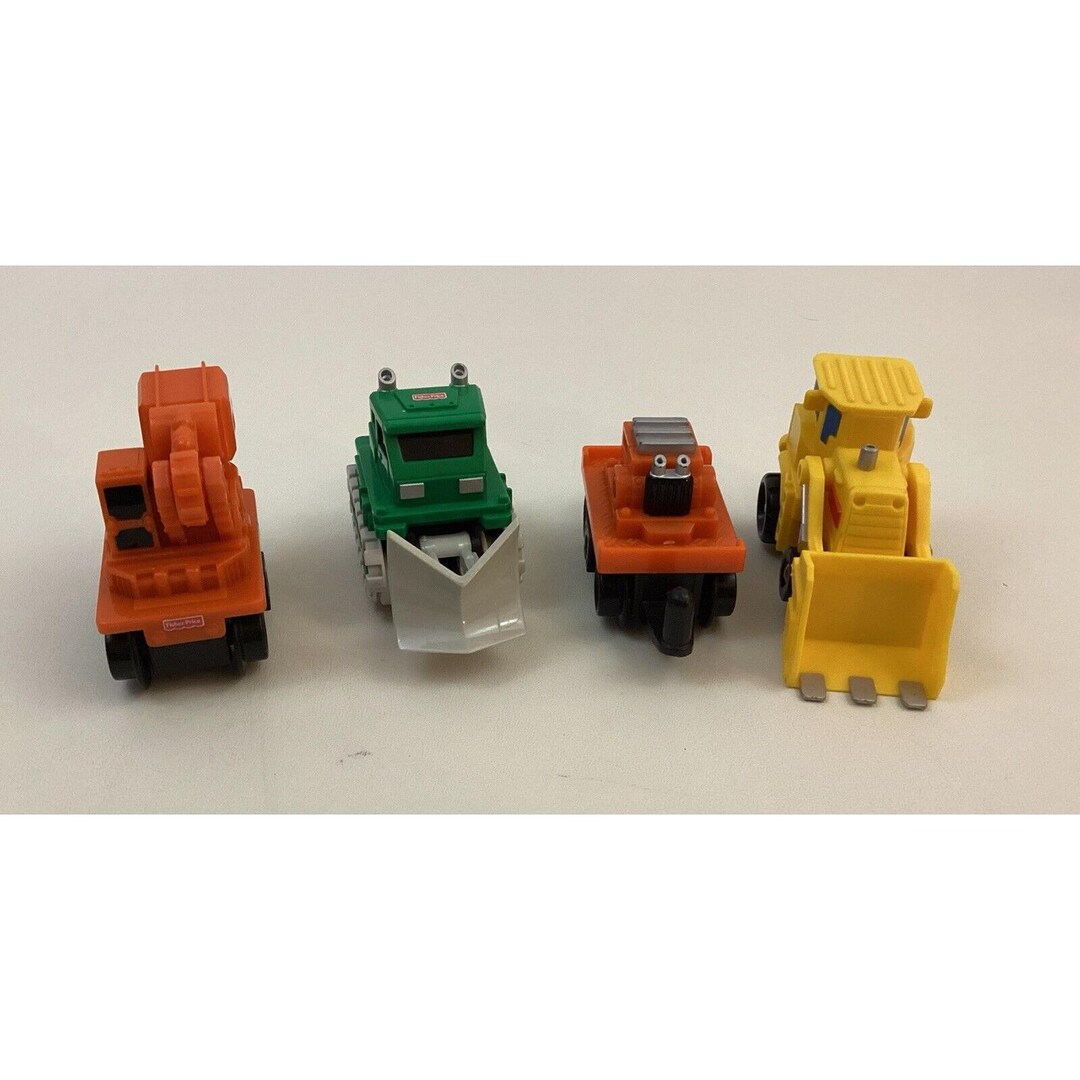 Fisher Price Geotrax Rail & Road System Push Construction 4 Train Cars ...