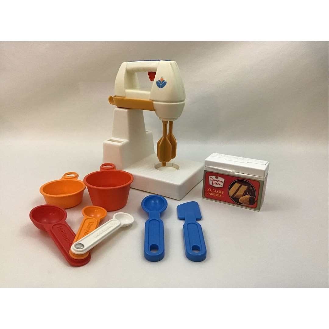 Fisher Price Fun With Food Hand Mixer Stand 1987 Cake Mix Measuring ...