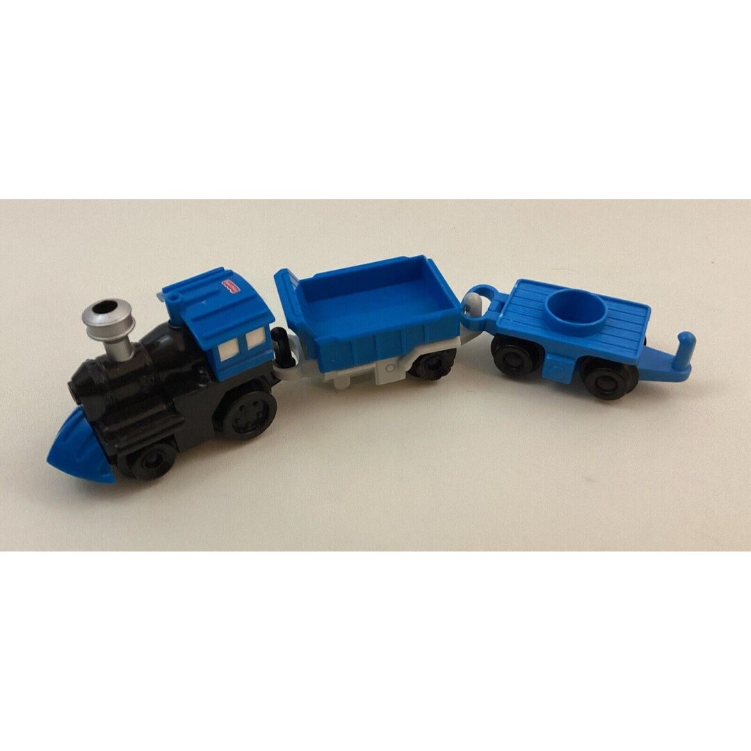 Fisher Price Geotrax Train Blue/black Engine Train 2004 C6852 With Cars ...