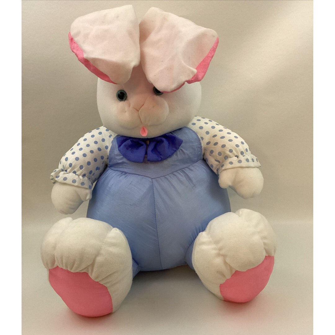 Stuffins Easter Bunny Rabbit Puffalump Stuffed Animal Plush Blue Polka ...