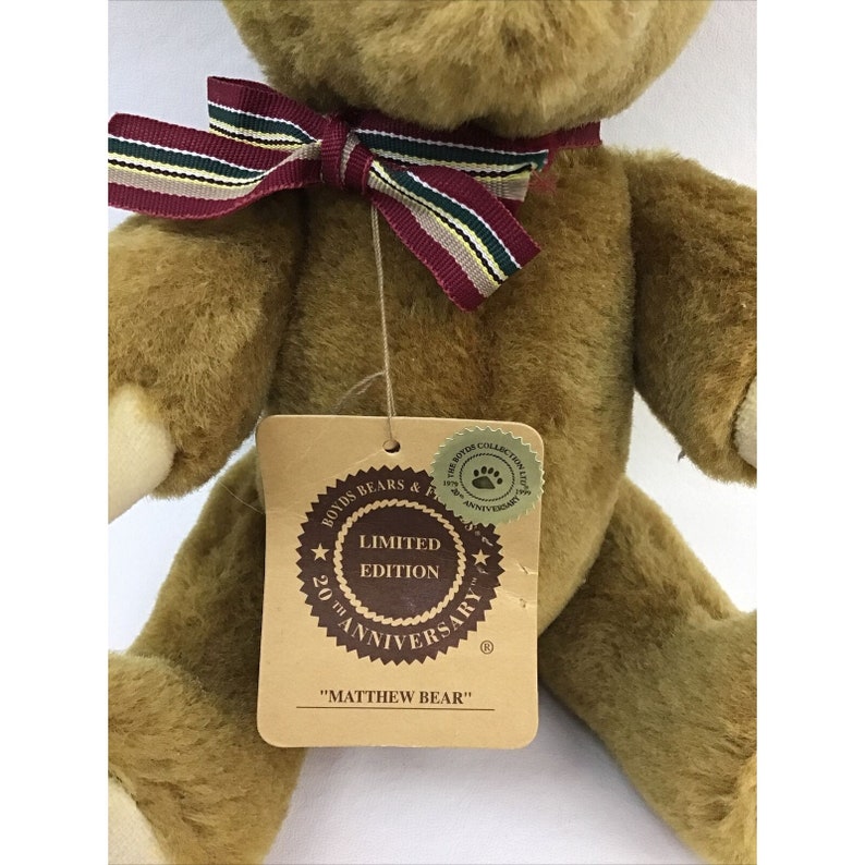 Boyds Plush Bear Matthew Bear Limited Edition 20th Anniversary 1979 ...