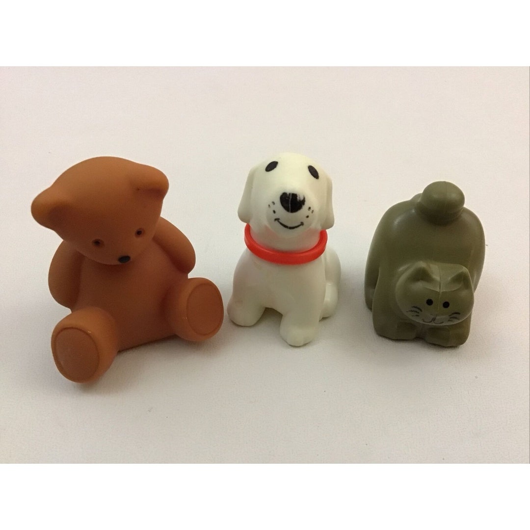 Little Tikes Dollhouse Miniature Gray Kitty Cat White Dog Pet Brown ...