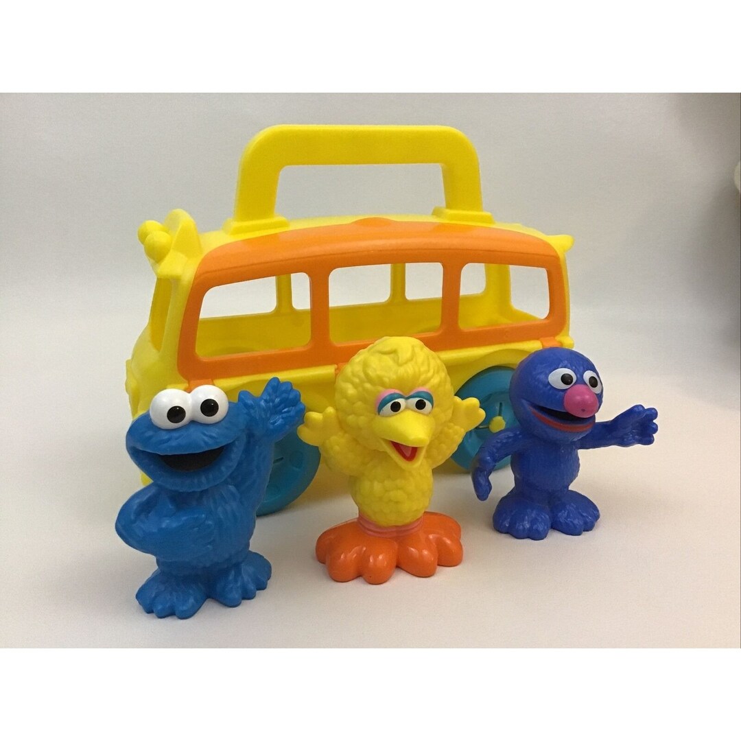Sesame Street on the Go Yellow Orange School Bus Figures Grover Big ...
