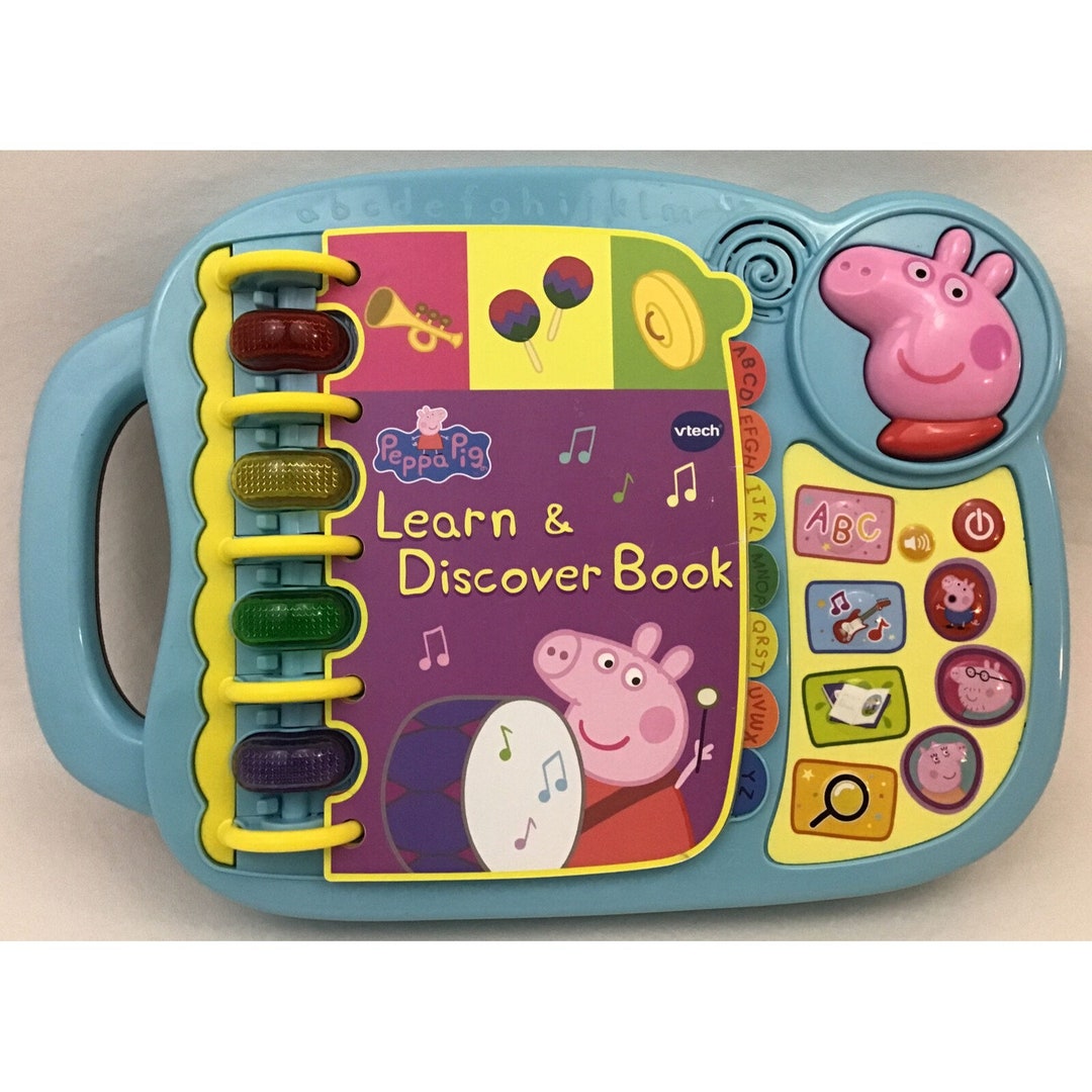 Peppa Pig Learn and Discover Book Vtech 14 Interactive Pages Read Music ...