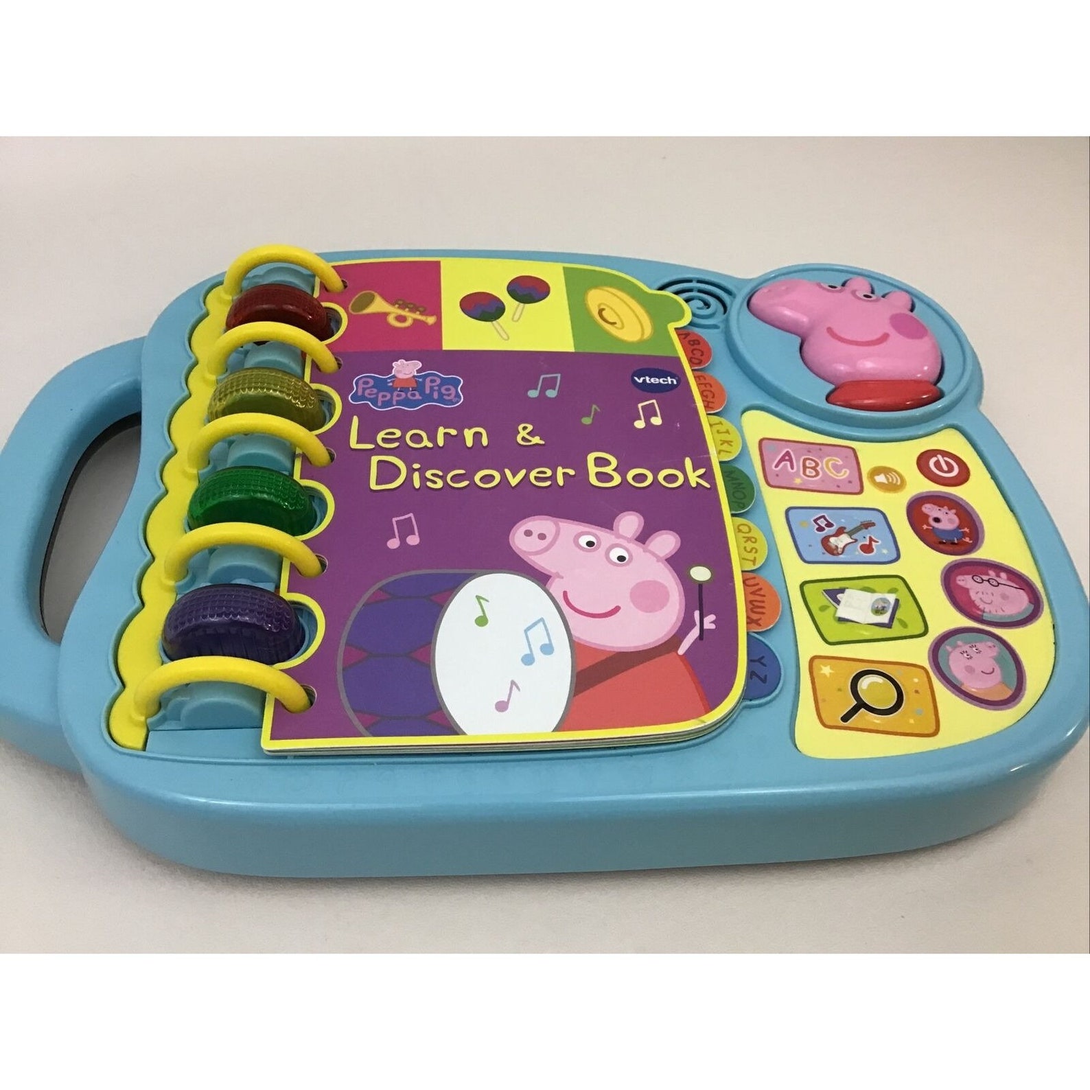 Peppa Pig Learn and Discover Book Vtech 14 Interactive Pages Read Music ...