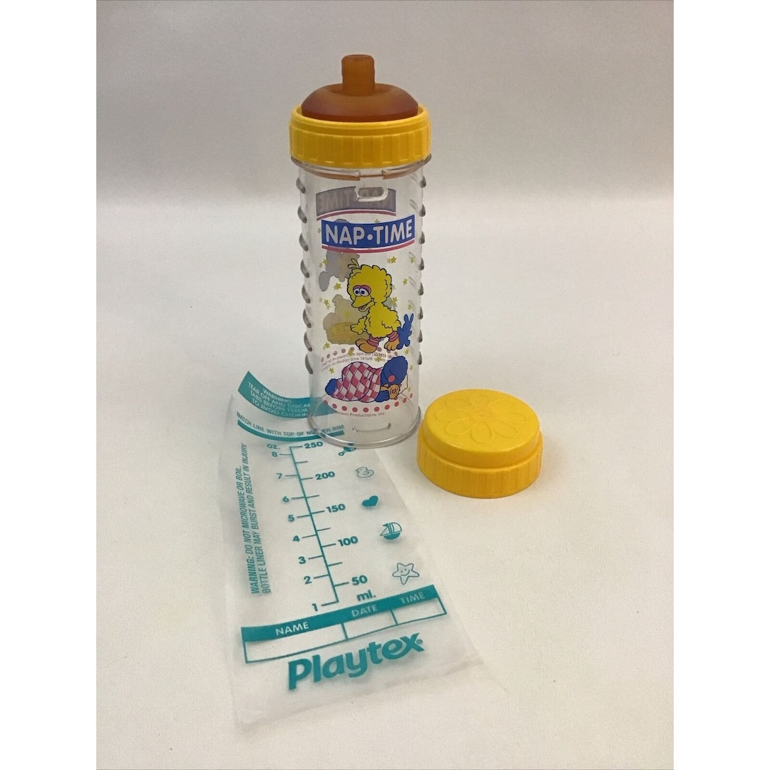 Playtex Baby Bottle Design Sesame Street Drop Ins 8oz Nipple Cap Bag ...