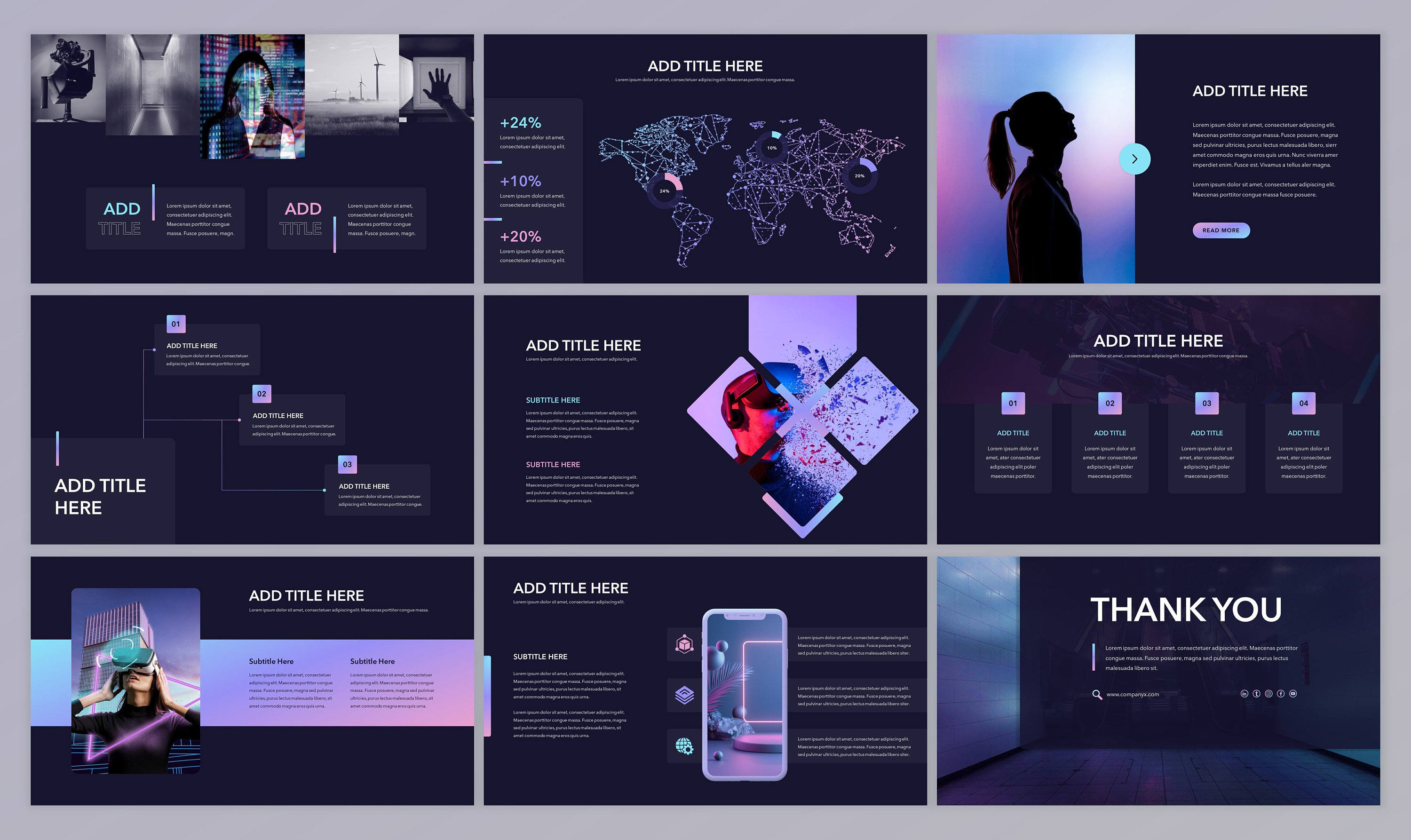 Futuristic Business Powerpoint Presentation Template, Dark Mode ...