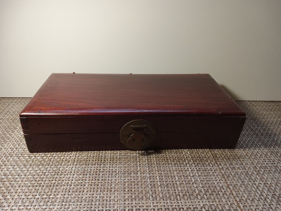 Vintage Asian Wood Lacquer Tea Box 13" X 6 5/8" Brass Hardware - Etsy