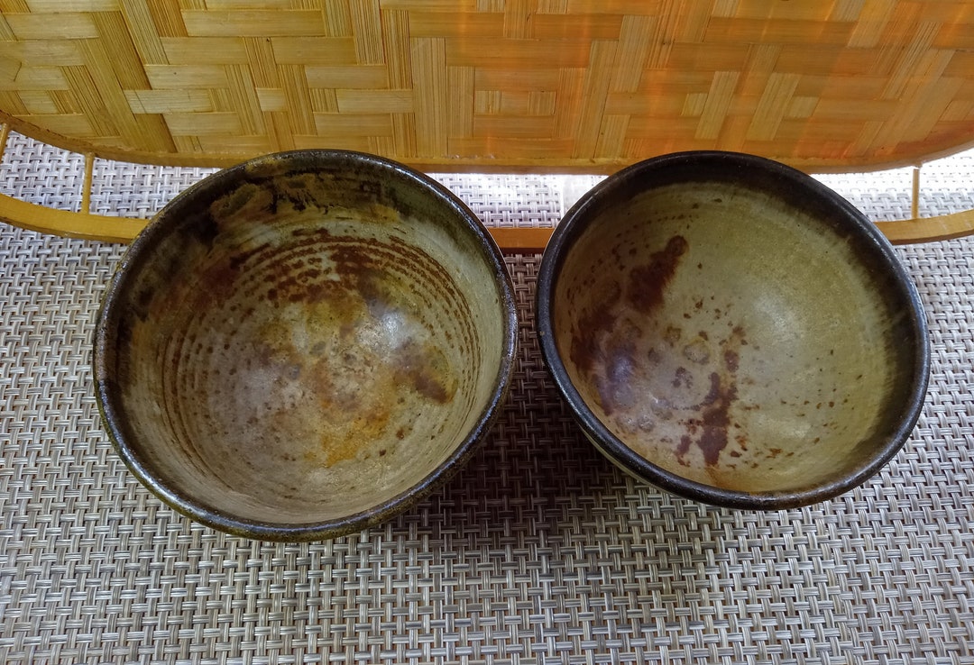 Pair of Vintage Studio Pottery 1970s Bowls Handmade Signed 5" Earth ...