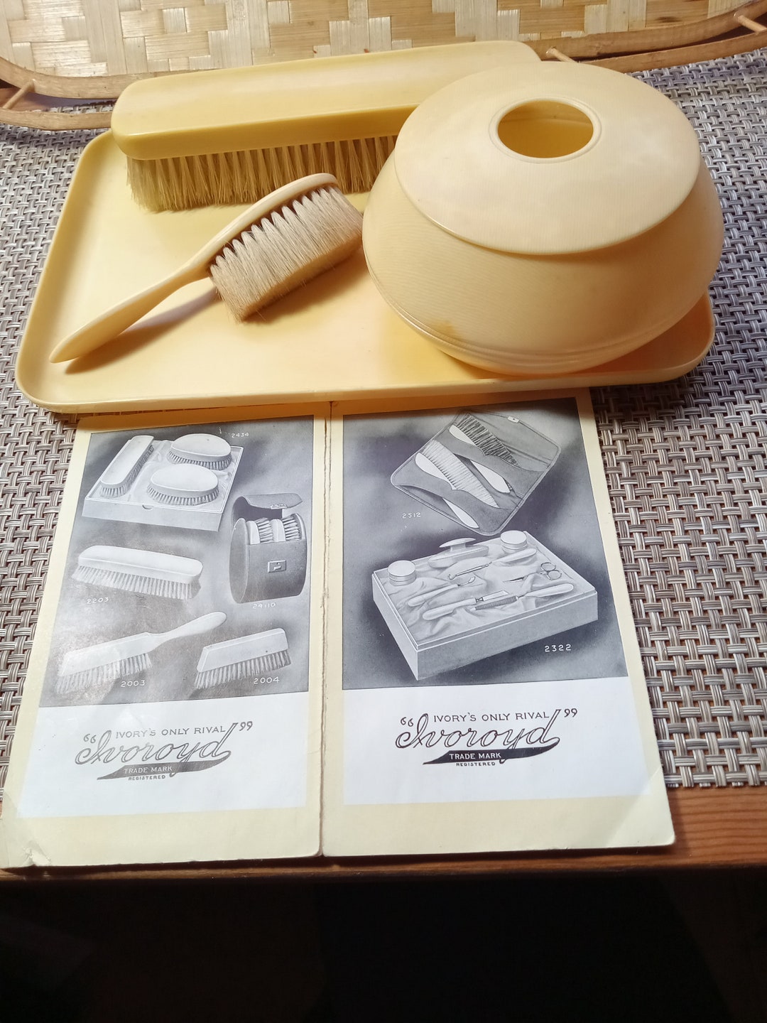 Antique Celluloid Vanity Dresser Items With Brochure Dated 1911. Ivoryd ...