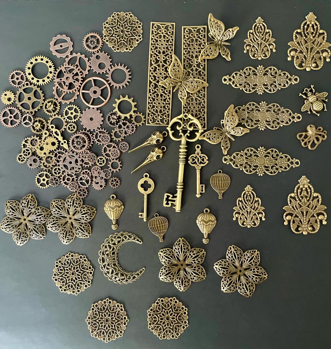 Large Steampunk Metal Embellishment Assortment in Antique Bronze ...