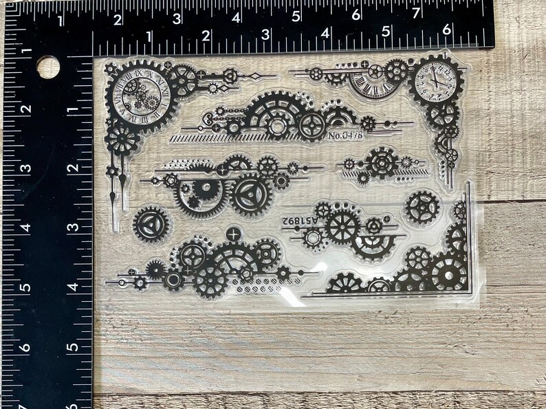 Clear Silicone Stamp Set ~ Steampunk Gears & Clocks - Etsy