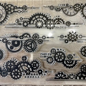 Clear Silicone Stamp Set ~ Steampunk Gears & Clocks - Etsy