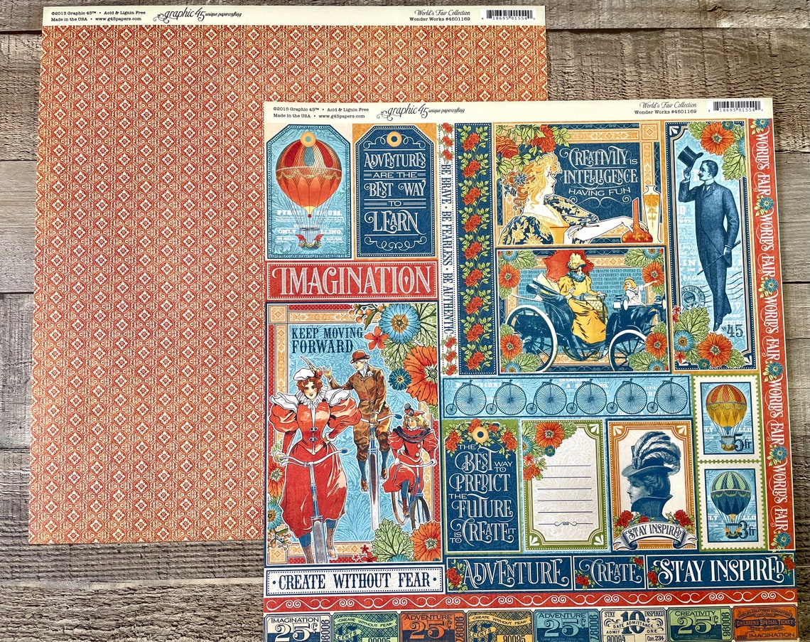 Graphic 45 World’s Fair Collection ~ 12x12 Double Sided ~ Ephemera ...