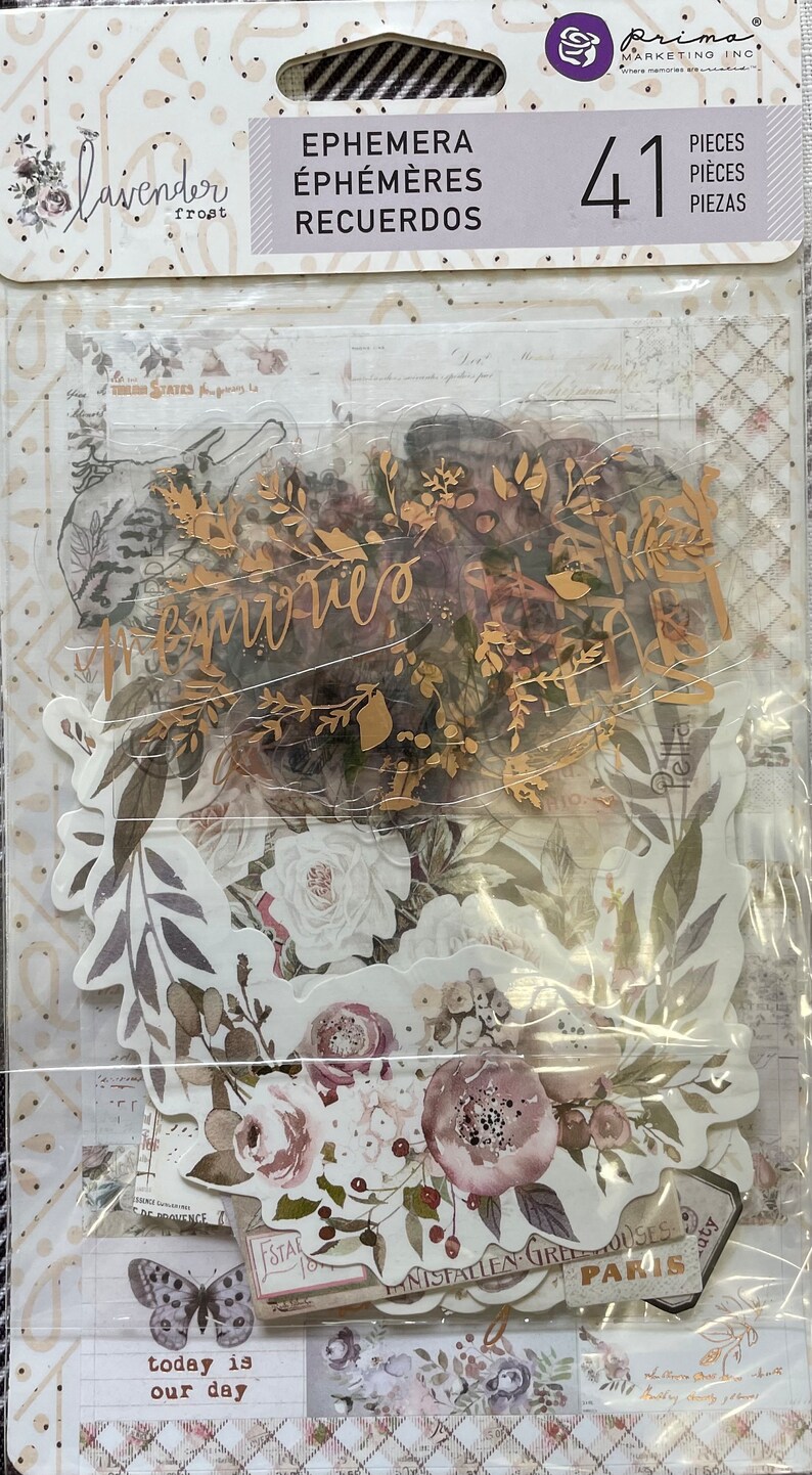 Prima Lavender Frost Ephemera Pack With Stickers & Acetate Shapes - Etsy