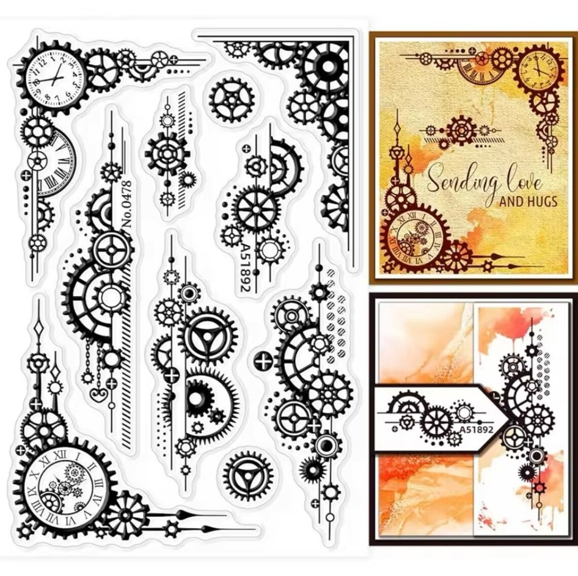 Clear Silicone Stamp Set ~ Steampunk Gears & Clocks - Etsy