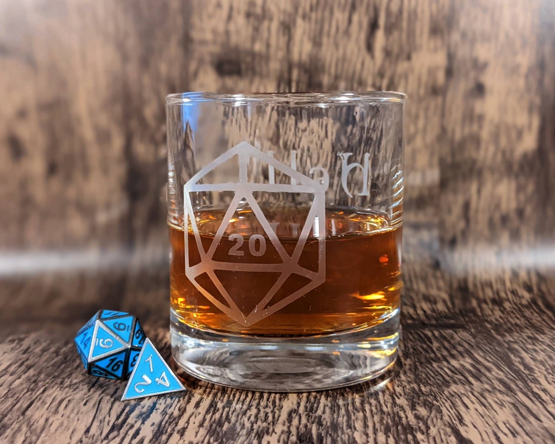 D20 Natural 20 Etched Whiskey Glass. Nerdy Gift Featuring D20 Nat 20 ...