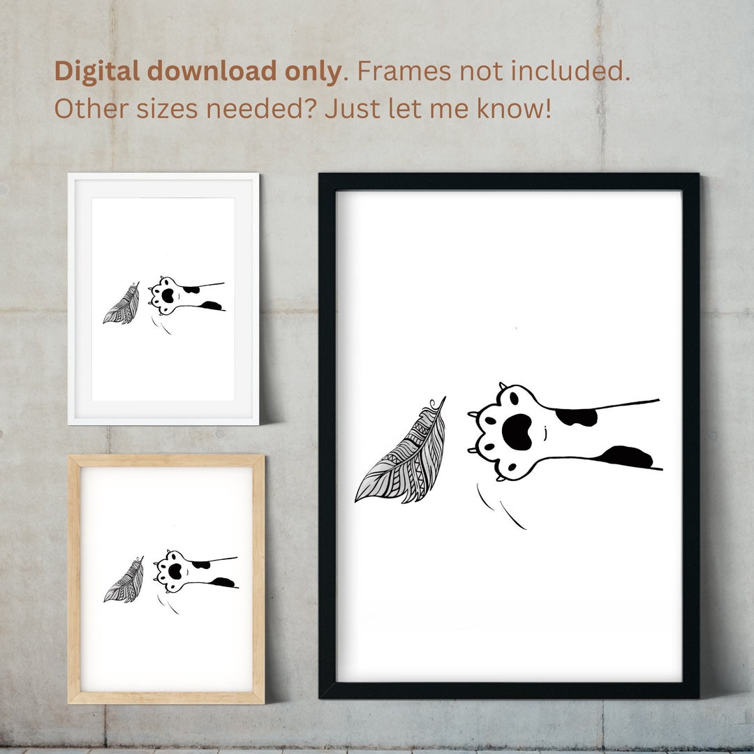 Poster Cat Minimalist, Poster Abstract Art, Wall Art, Cat Paw, Gift Cat ...