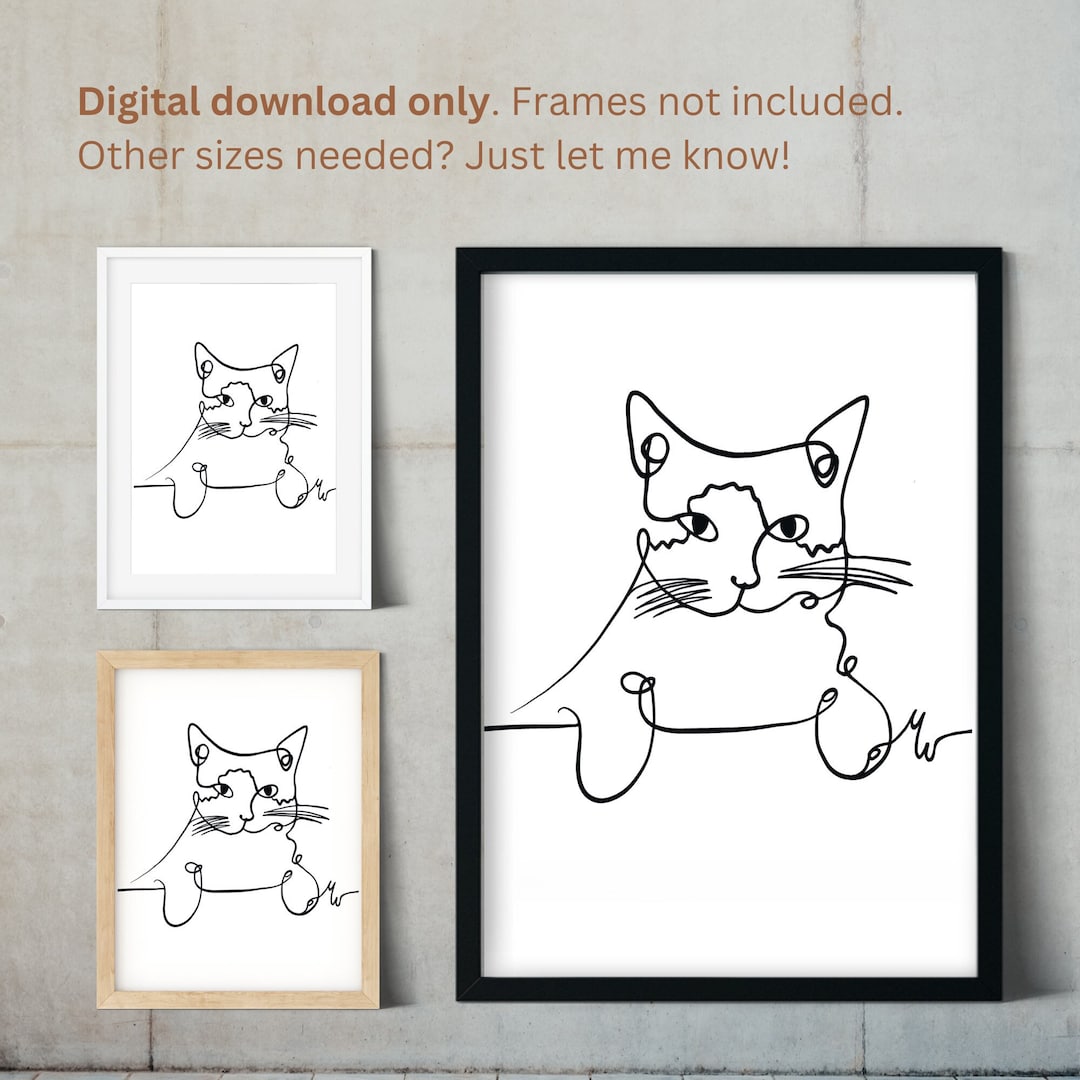 Poster Cat Minimalist, Poster Abstract Art, Wall Art, Gift Cat Lover ...