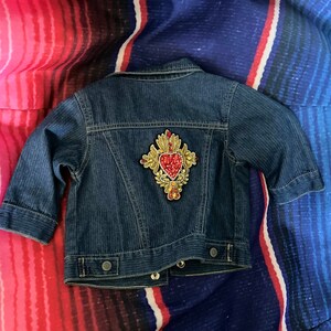 Denim Jacket With Sequin Heart - Etsy