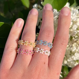Summer Rings Set | Beaded Flower Rings - Etsy