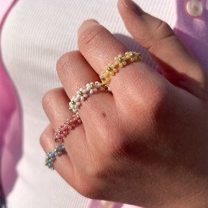 Summer Rings Set | Beaded Flower Rings - Etsy