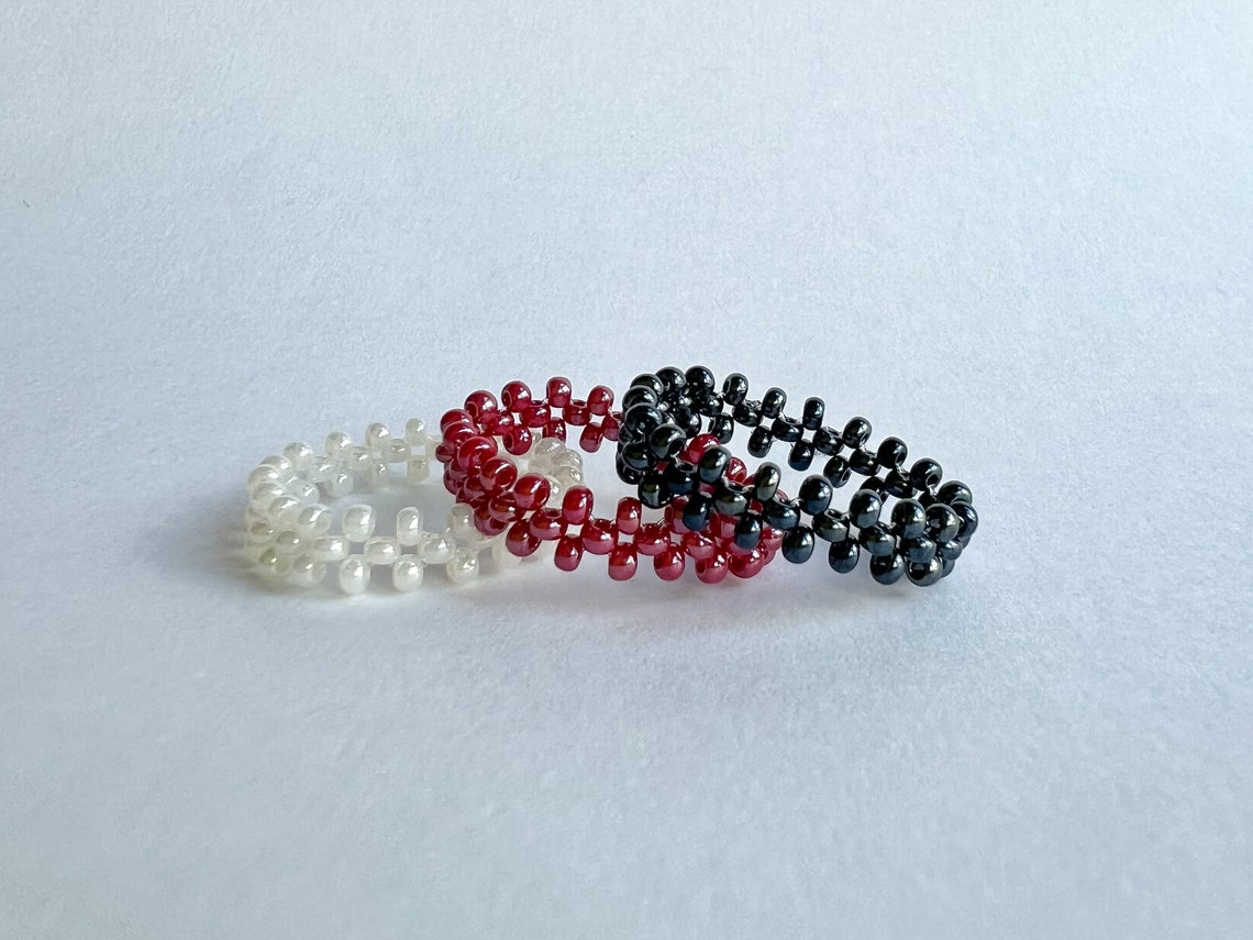 Beaded Colored Couple Rings Set - Etsy
