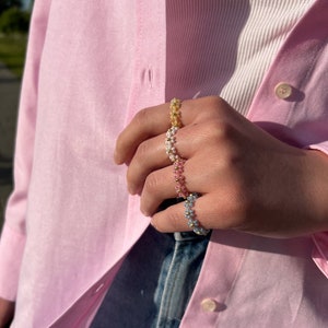 Summer Rings Set | Beaded Flower Rings - Etsy