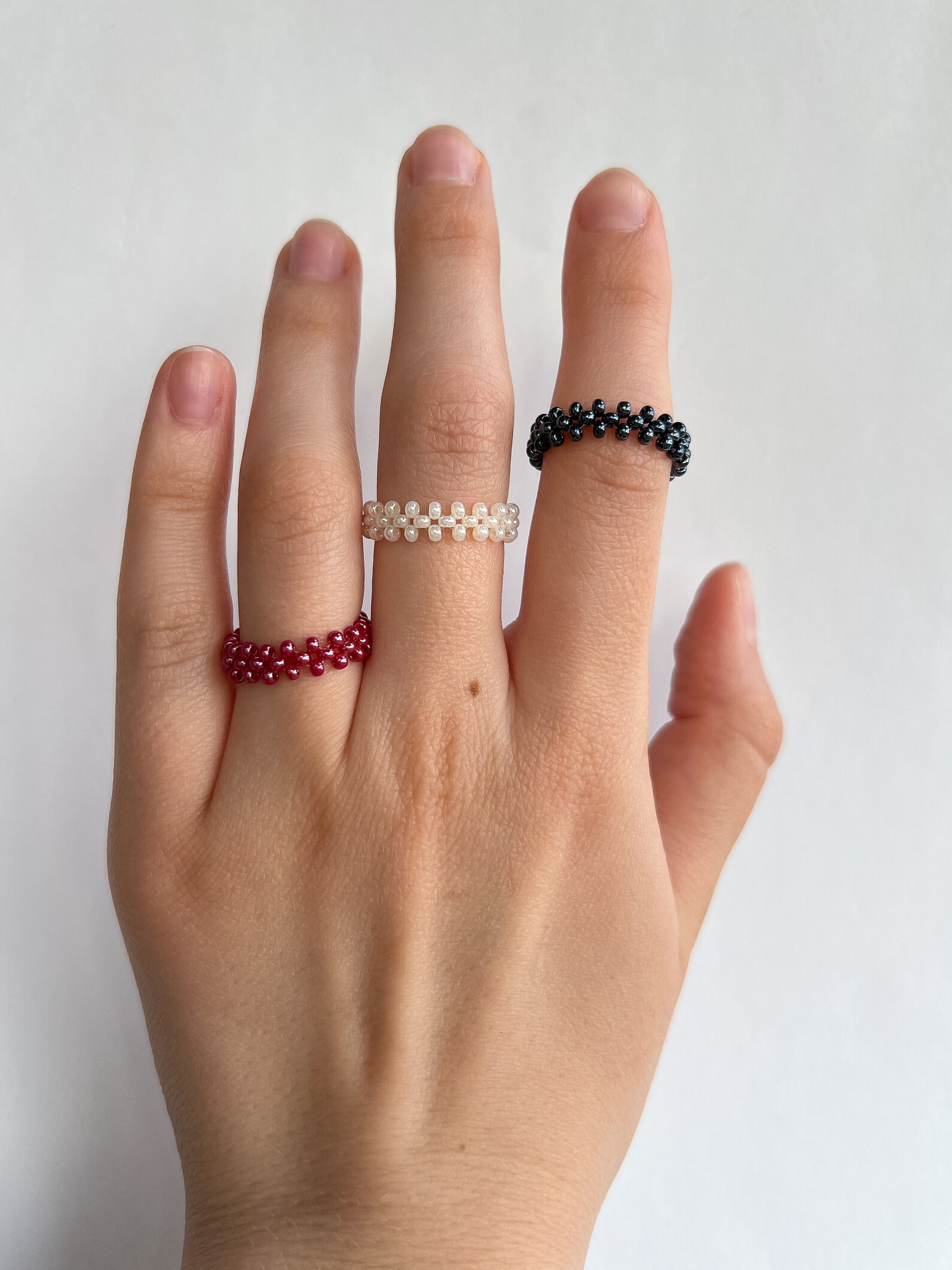 Beaded Colored Couple Rings Set - Etsy