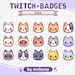 Cat Face Sub Badges for Twitch, Pixel Art Bit Badges, Cute Kitty Cat ...