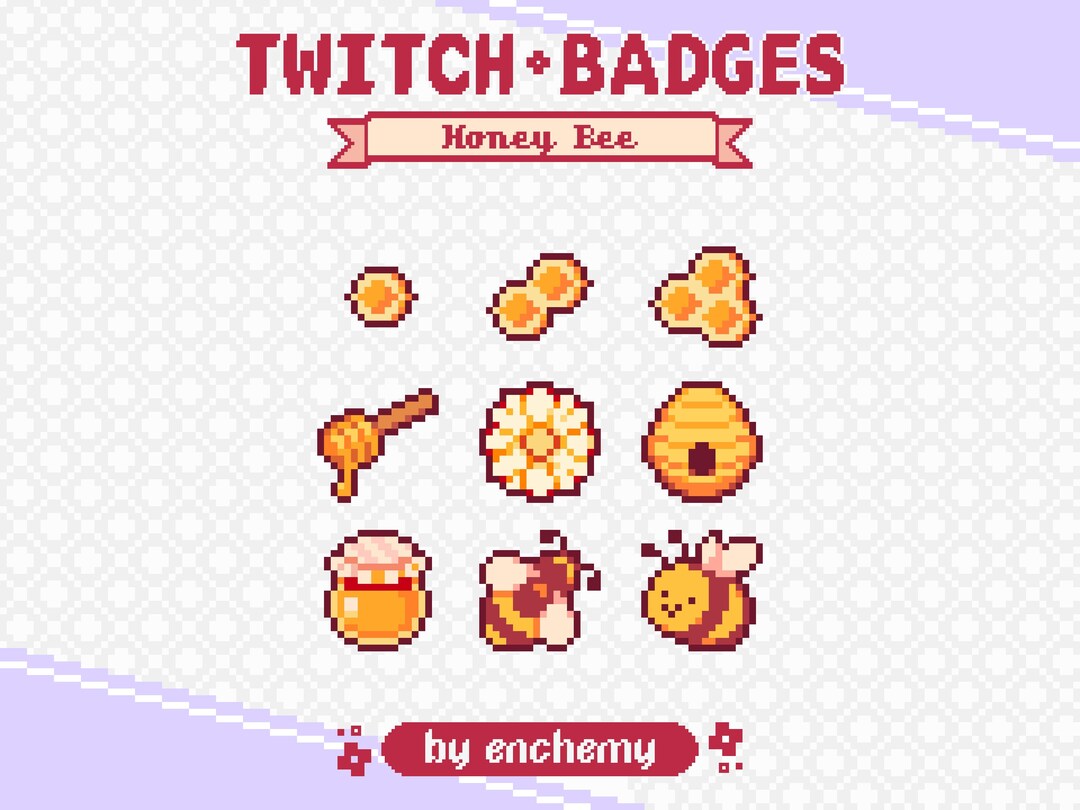 Cute Honey Bee Sub Badges for Twitch, Honeycomb, Kawaii Wasp Hornet ...