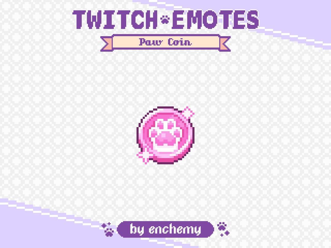 Pink Paw Coin Pixel Art Channel Point Icon for Twitch, Pink Kitty Toe ...