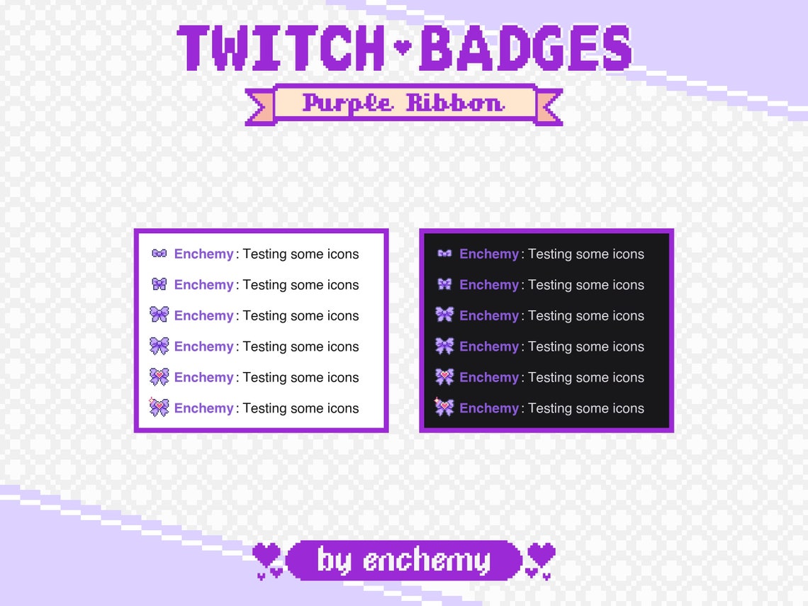 Purple Ribbon Sub Badge for Twitch, Magic Girl Bow Hair Tie Pixel Bit ...