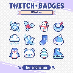 Winter Sub Badges for Twitch, Snowy Winter, Cold Weather, Ice Blue ...