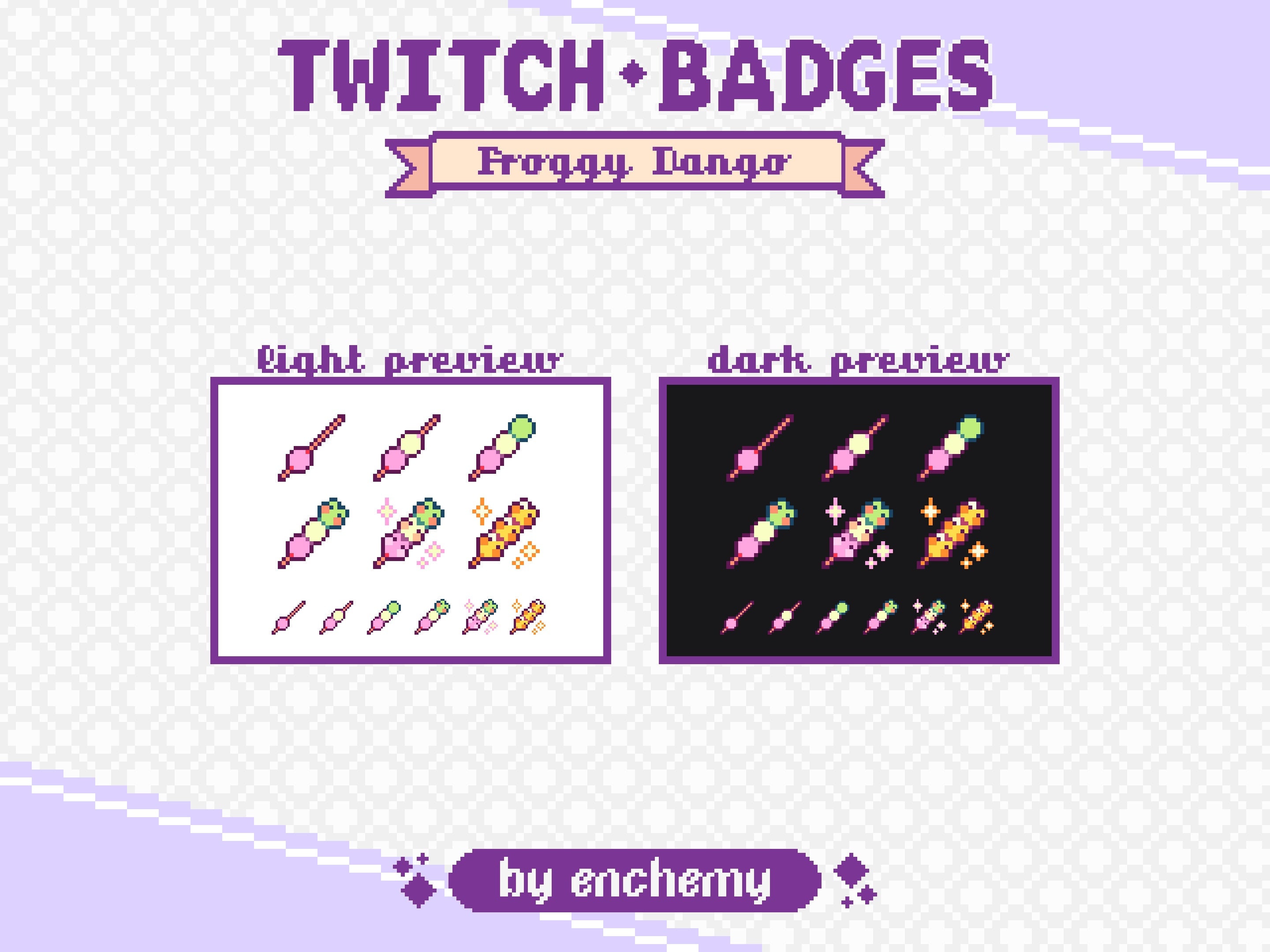 Frog Dango Sub Badges for Twitch, Kawaii Froggy Japanese Dumpling ...