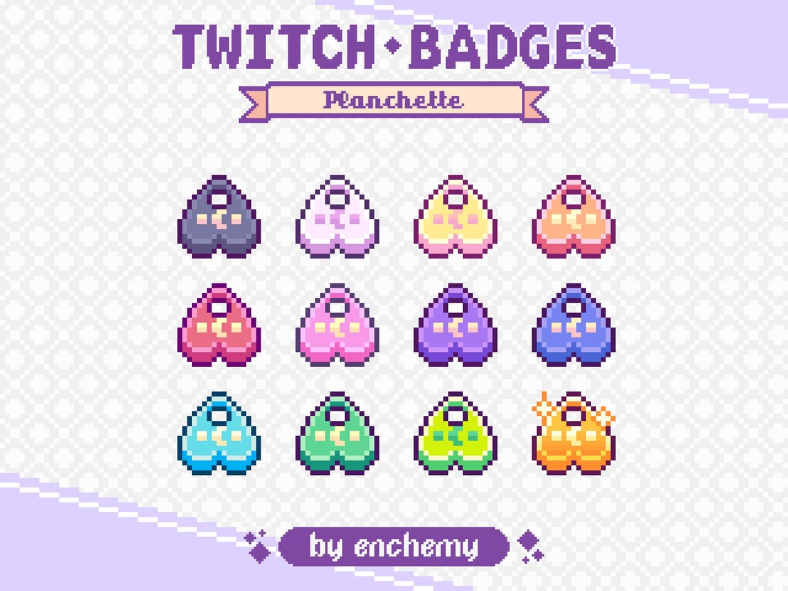 Planchette Sub Badges for Twitch, Rainbow Colored Bit Badges ...