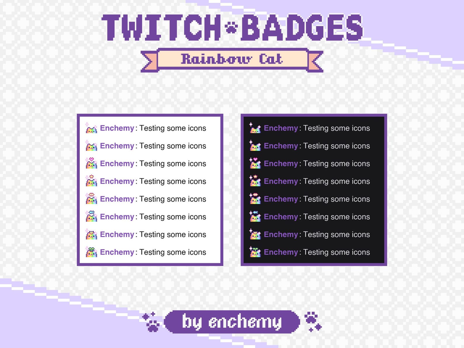 Rainbow Cat Face Sub Badges for Twitch, Pixel Art Bit Badges, Cute ...