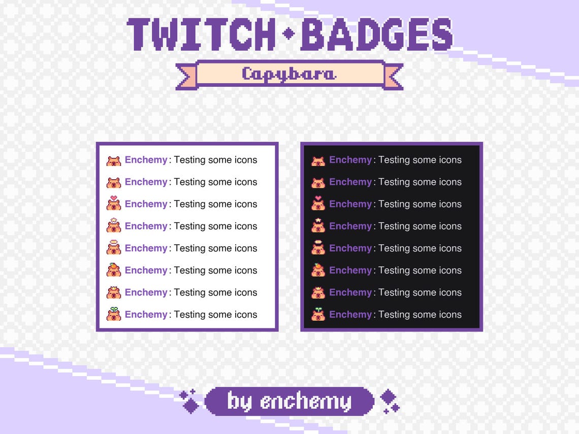 Capybara Faces With Hats Pixel Art Sub/bit Badges for Twitch (digital ...