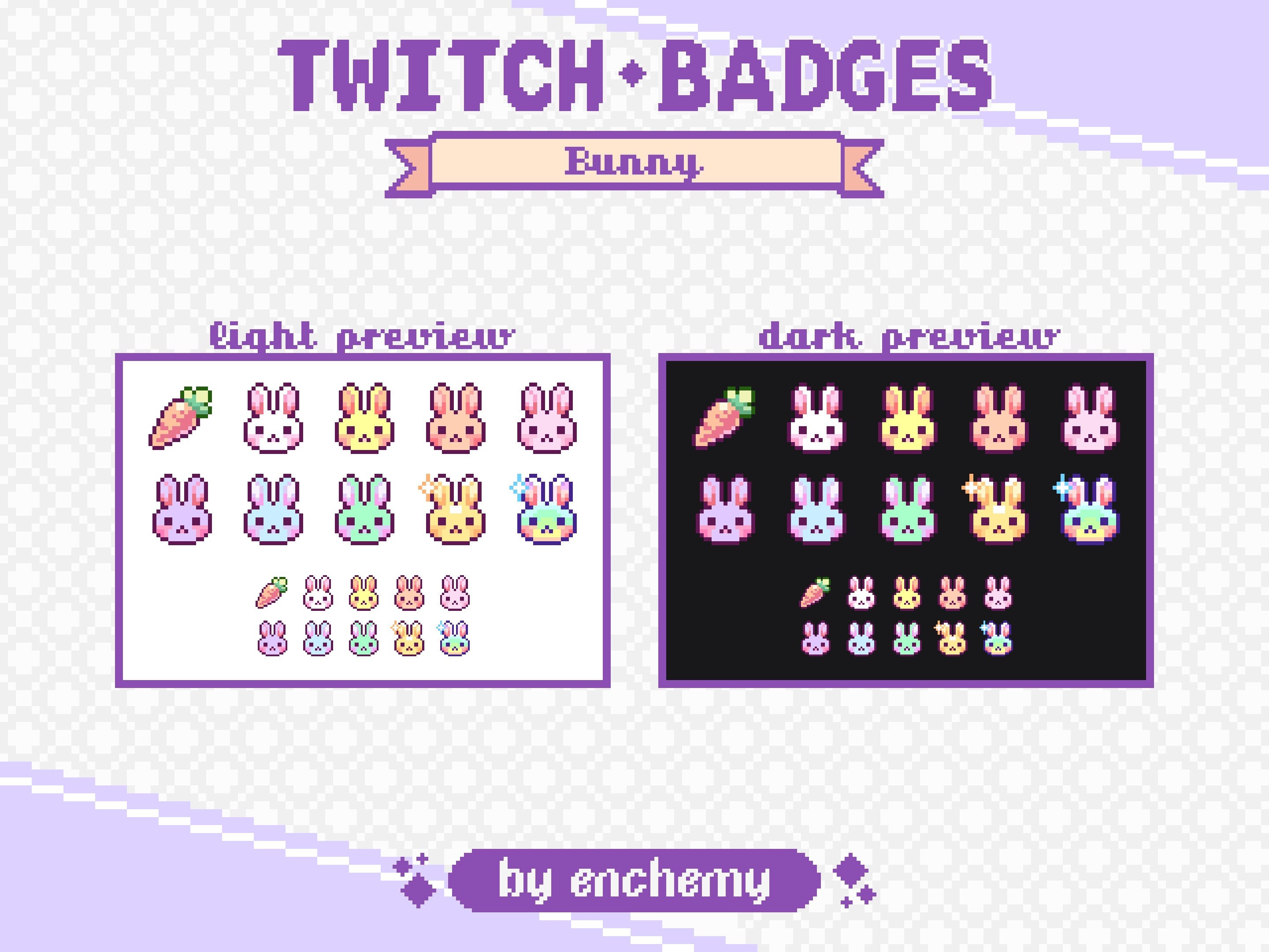 Pastel Bunny Face Sub Badges for Twitch, Cute Rabbit Pixel Art Bit ...