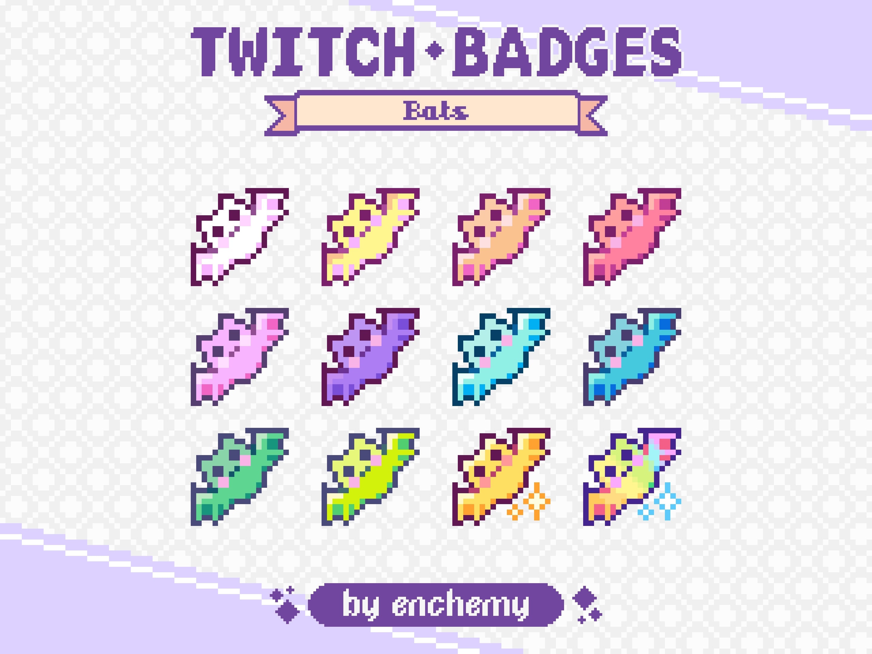 Bat Sub Badges for Twitch, Rainbow Colored Bats, Multicolor, Spooky ...