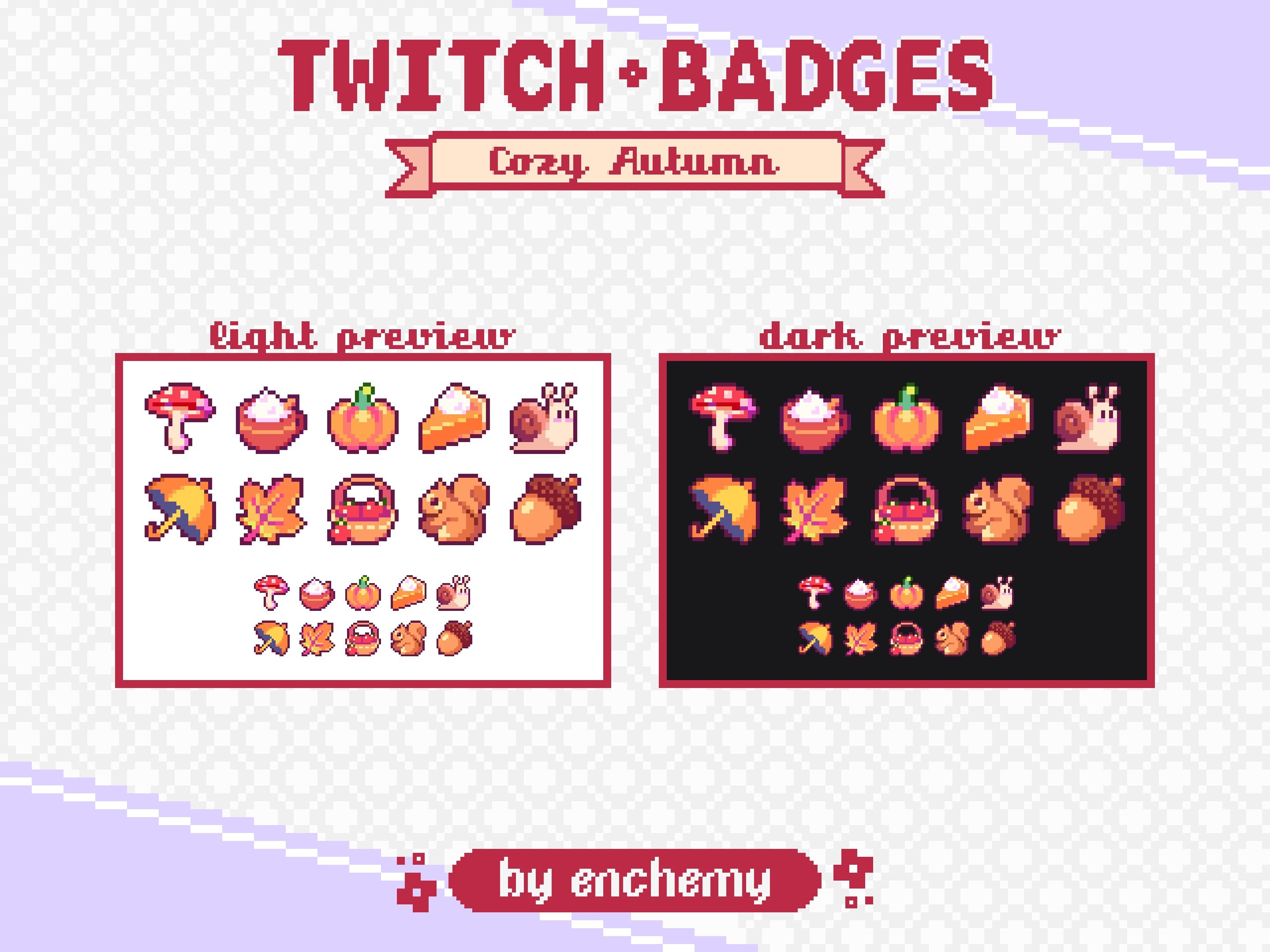 Cozy Autumn Sub Badges for Twitch, Cute Fall Pixel Bit Badges, Premade Pixel Art for Your ...