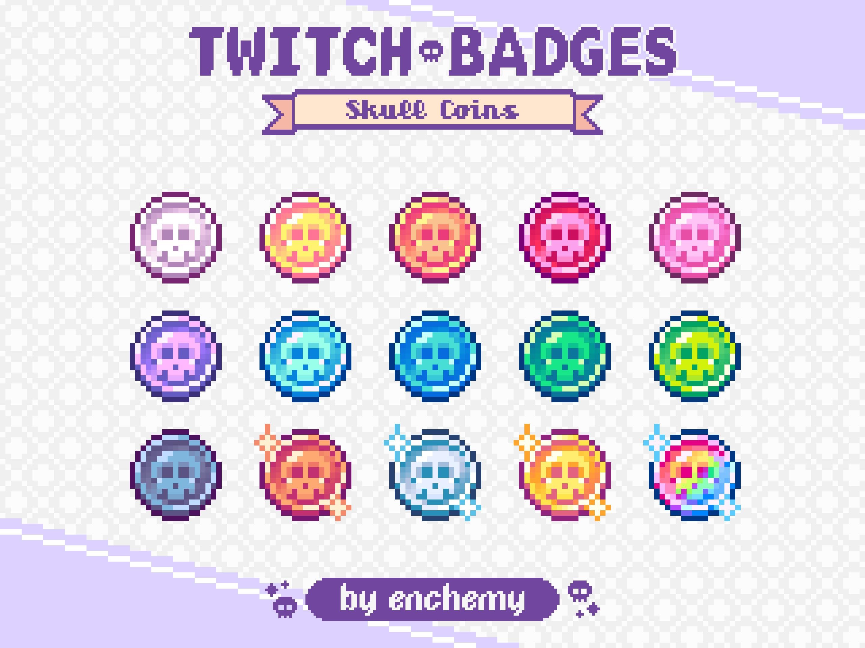 Skull Coin Sub Badges for Twitch, Pixel Art Bit Badges, Deadly Currency ...