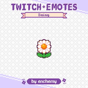 Daisy Pixel Art Channel Point Icon for Twitch, White Flower Emote ...