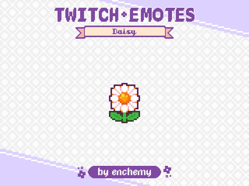 Daisy Pixel Art Channel Point Icon for Twitch, White Flower Emote ...