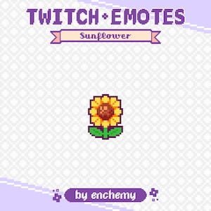 Sunflower Pixel Art Channel Point Icon for Twitch, Yellow Flower Emote ...