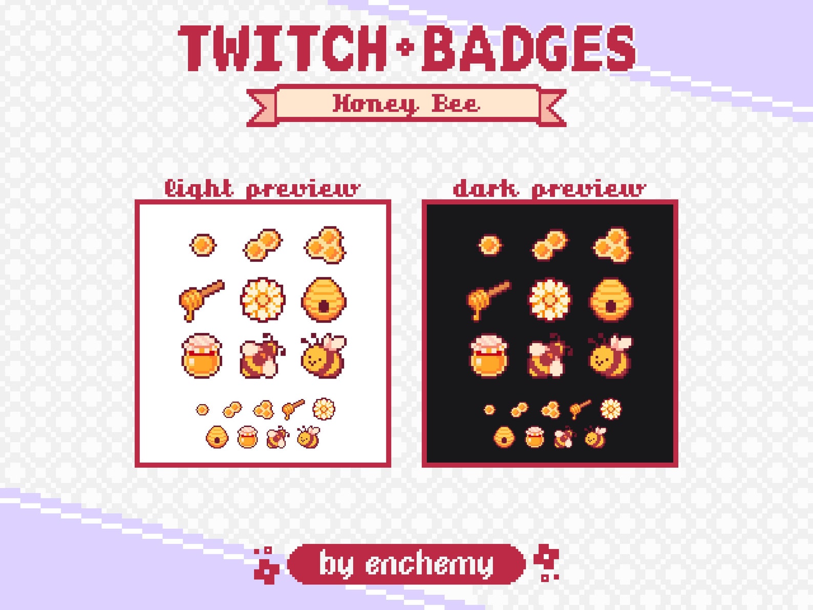 Cute Honey Bee Sub Badges for Twitch, Honeycomb, Kawaii Wasp Hornet ...
